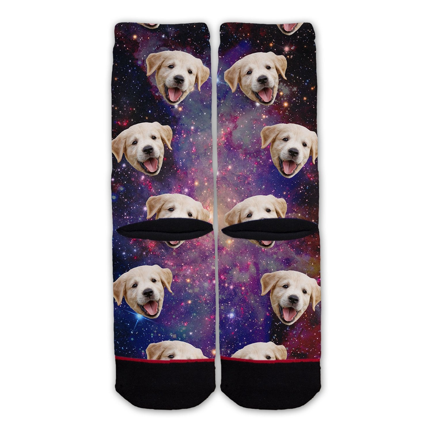 Custom Animal Face In Space Galaxy Socks Dog Cat Pet Upload You Head ...