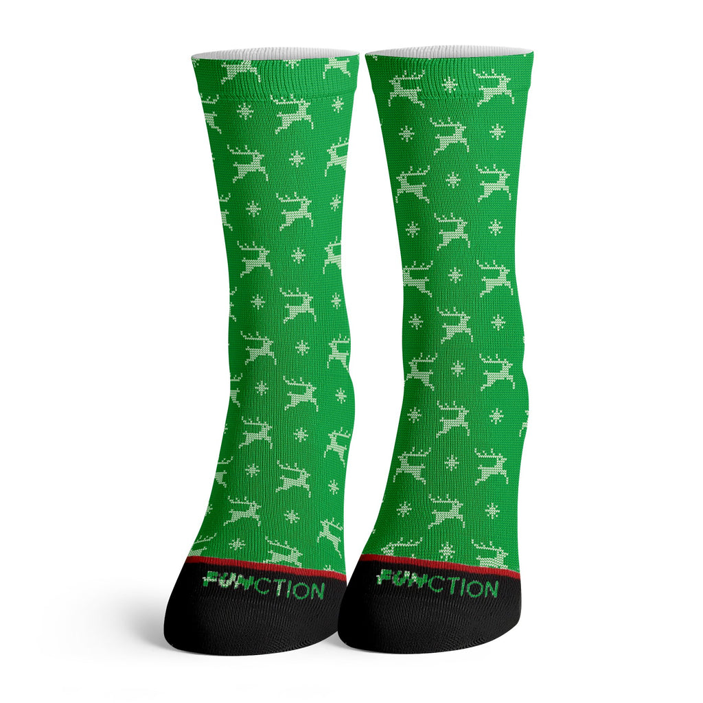Function - Ugly Christmas 8 Bit Reindeer Green Socks – Function Socks