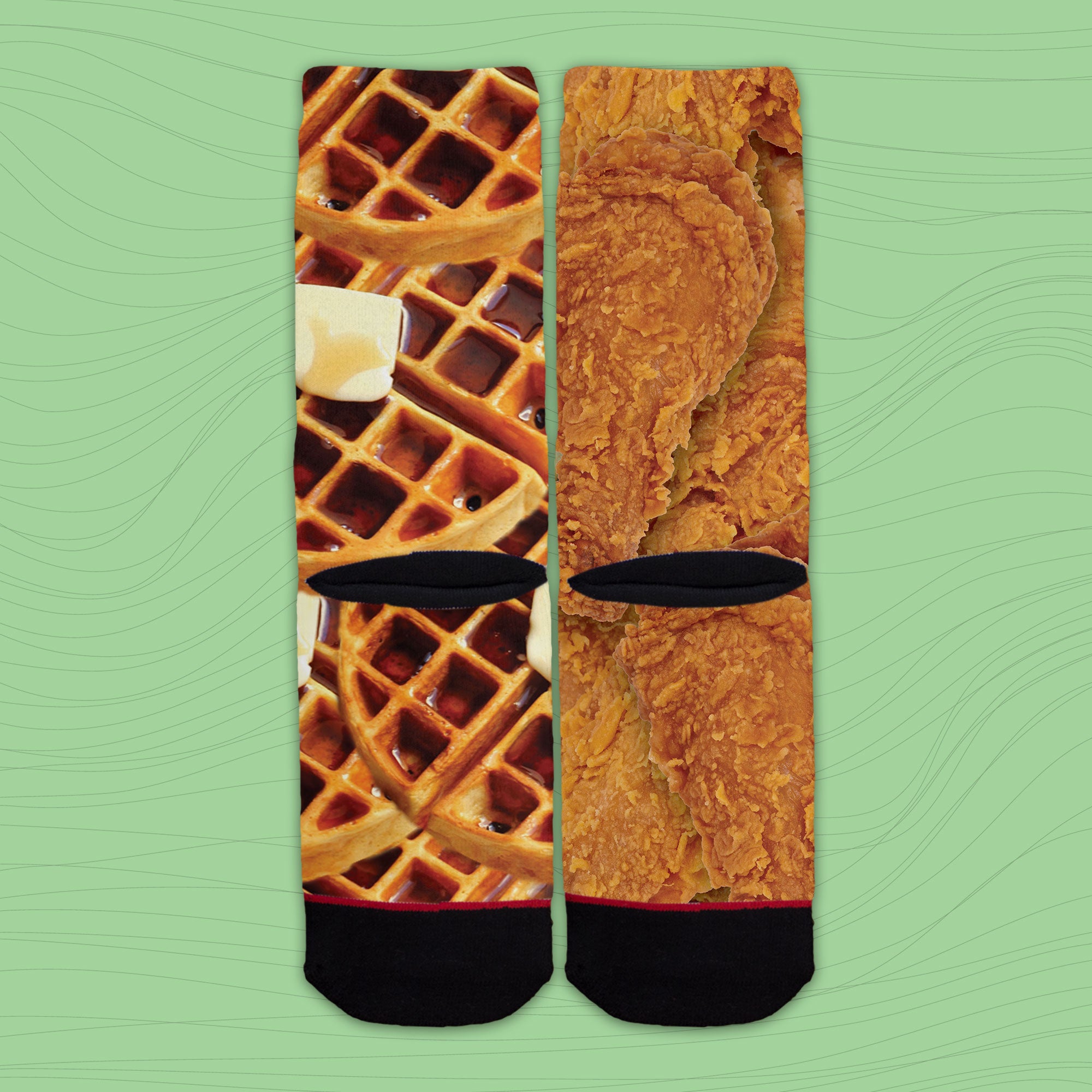 Function - Chicken And Waffles Fashion Socks Food Realistic Funny Foodie Gift Fried House Syrup ...