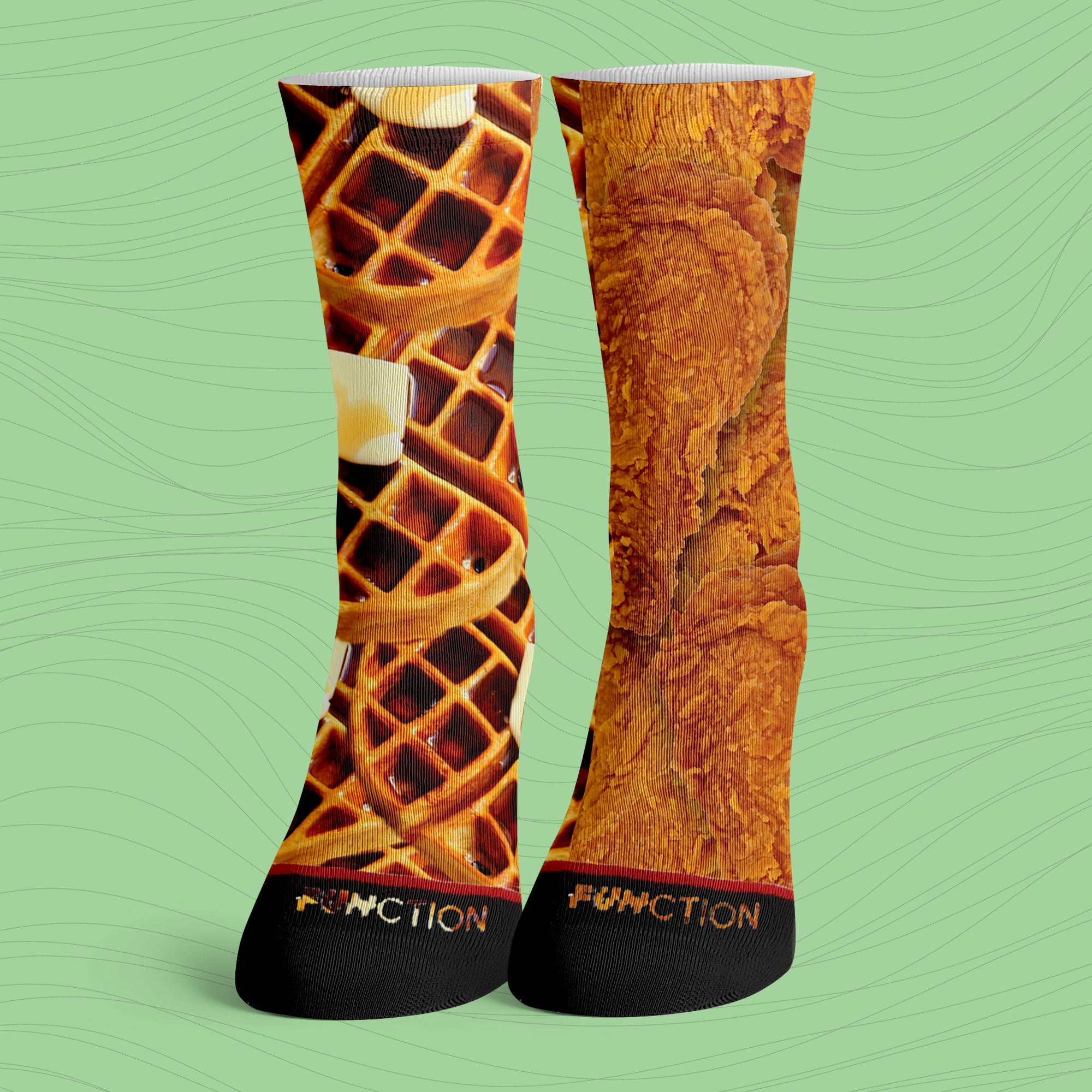 Function - Chicken And Waffles Fashion Socks Food Realistic Funny Foodie Gift Fried House Syrup ...